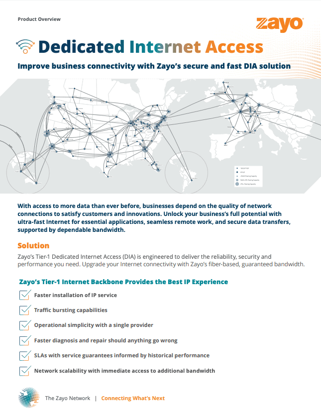 Dedicated Internet Access Product Overview | Resource | Zayo