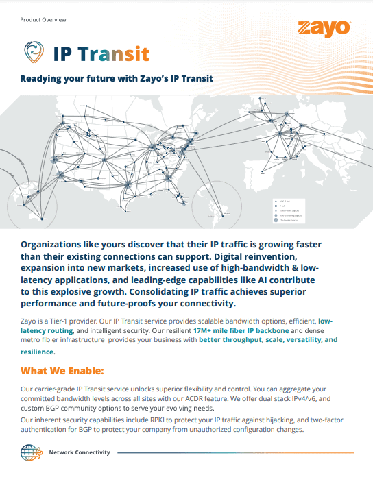 Zayo's IP Transit (AS 6461) Service Description & Overview | Resource