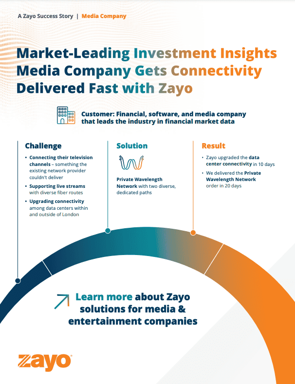 Zayo's Fast Connectivity Solution Empowers Market-Leading Investment Insights Media Company - Zayo