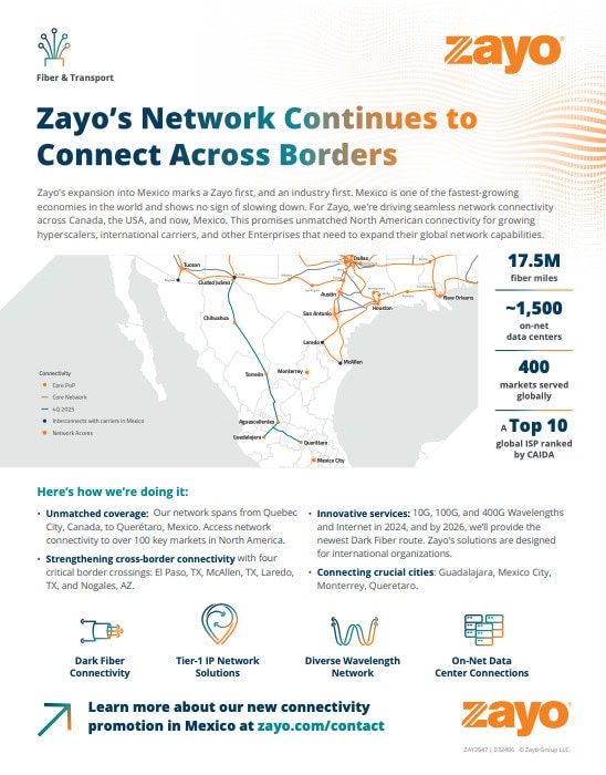 Zayo’s Network Continues to Connect Across Borders - Zayo