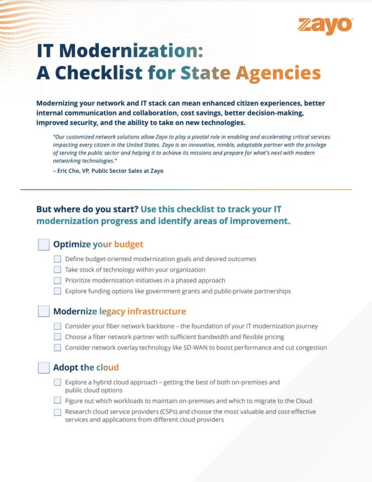 IT Modernization: A Checklist for State Agencies - Zayo