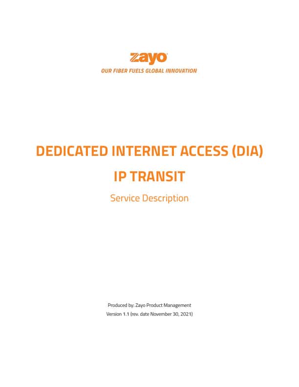 Dedicated Internet Access IP Transit | Resource | Zayo