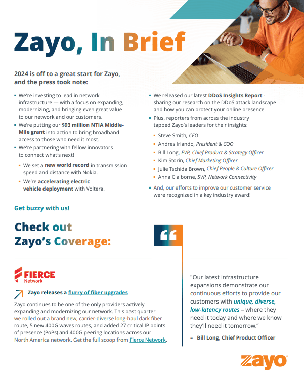 Zayo, In Brief 1Q2024 - Zayo